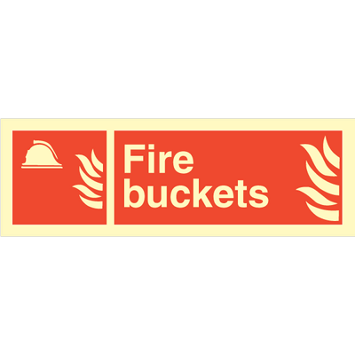 IMO skilt - Fire buckets, 100 x 300 mm | D-S Sikkerhedsudstyr | Hurtig